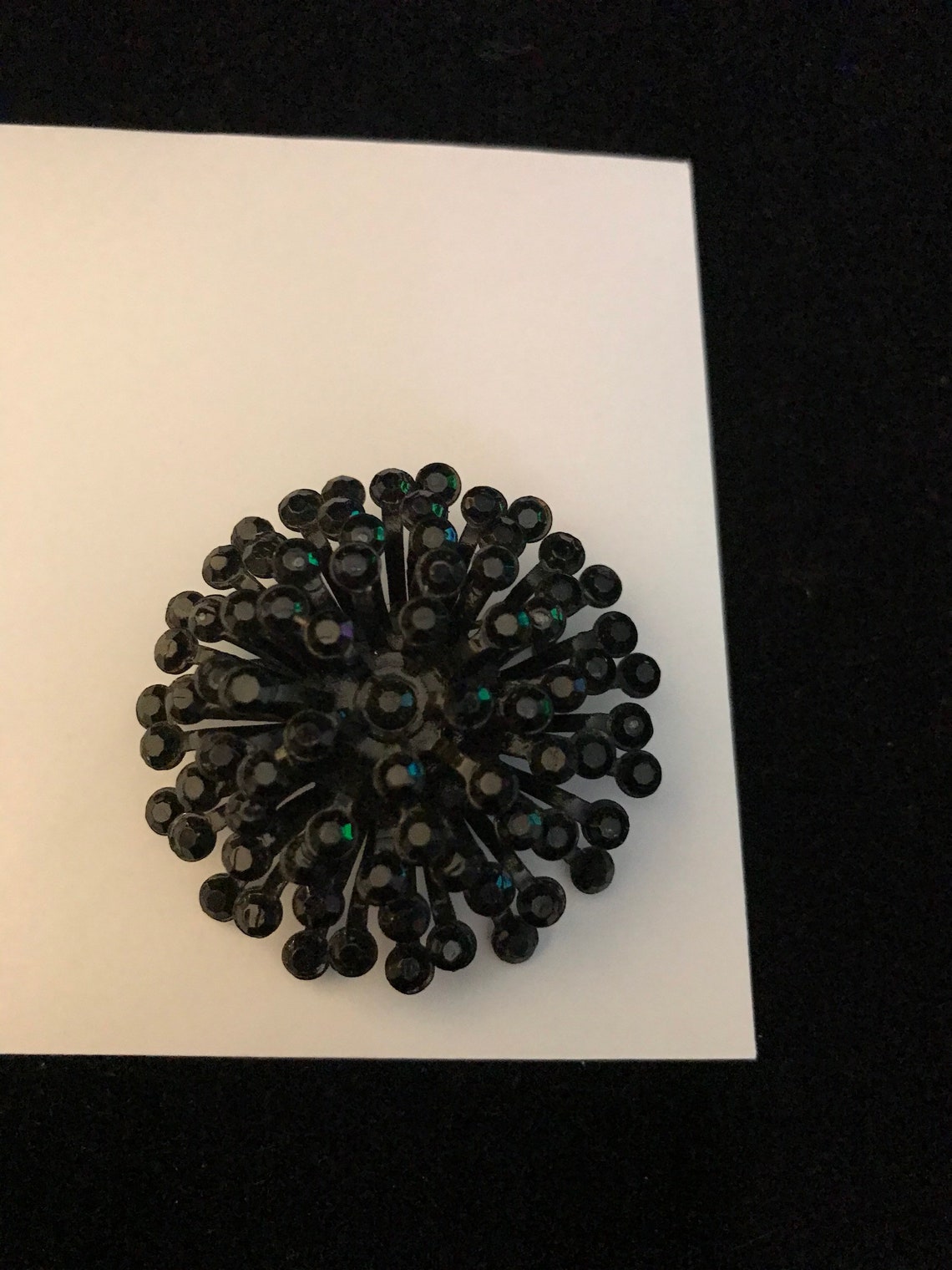 Vintage Black Jet Rhinestone Floral Mourning Brooch. - Etsy