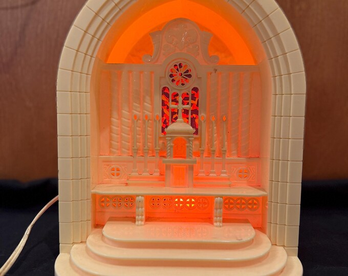 Vintage MCM Raylite Religious Church Altar Light up 1950s Wind up Music ...