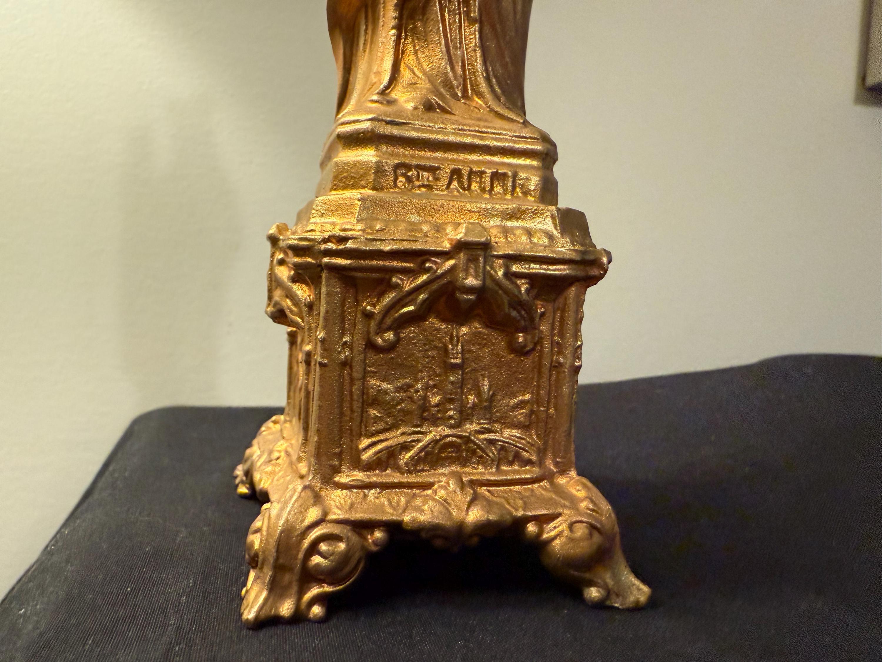 Antique Cast Metal French Statue of Saint Anne De Beaupre With a Young ...