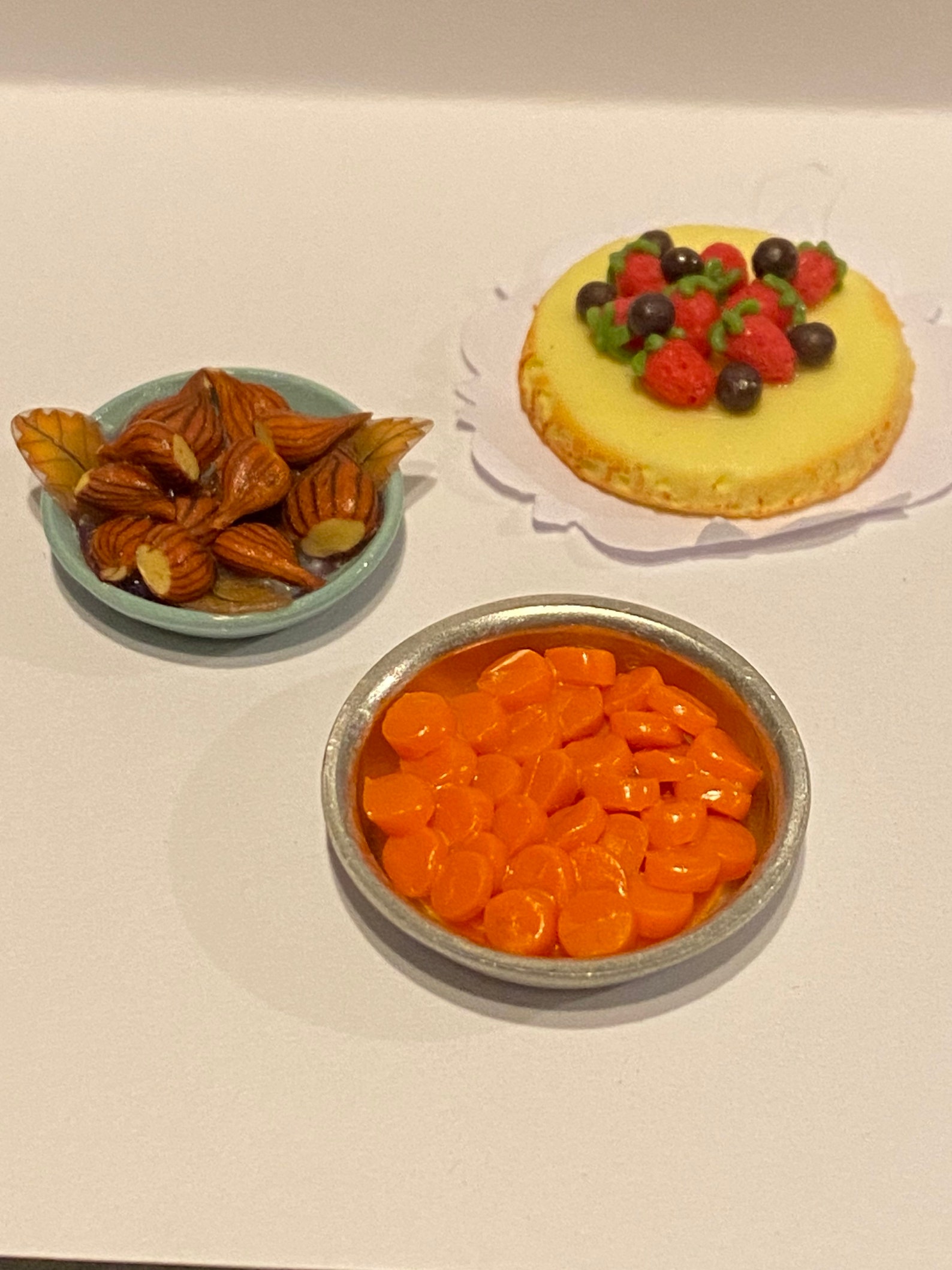 Dollhouse Miniature Food Figs , Cheesecake and Carrots. - Etsy