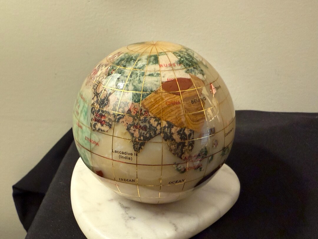 Vintage 1970s World Globe Pearl Gemstone Paperweight - Etsy