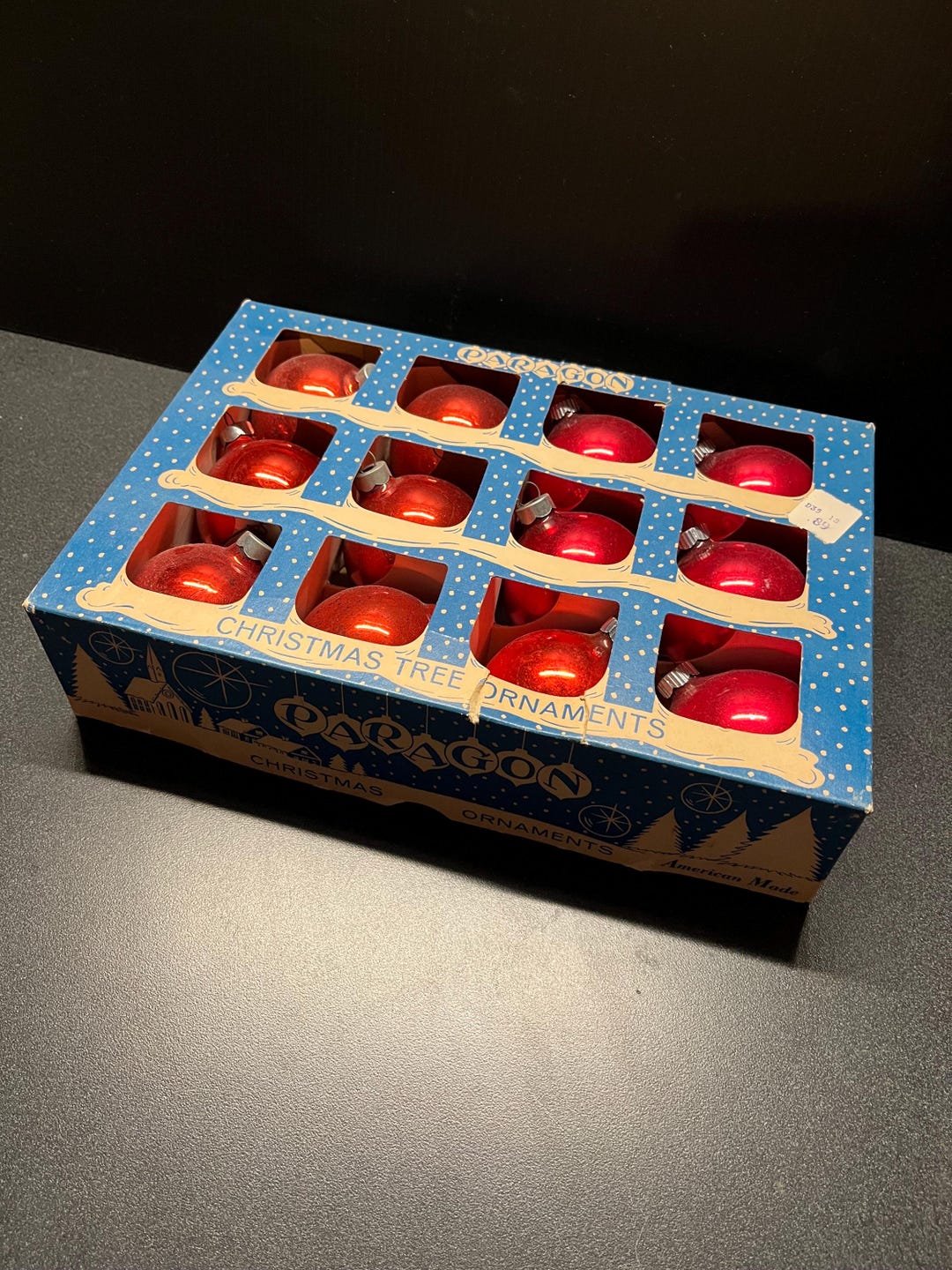 Christmas Tree, Ornaments, Vintage Paragon Glass Ornaments in Box ...
