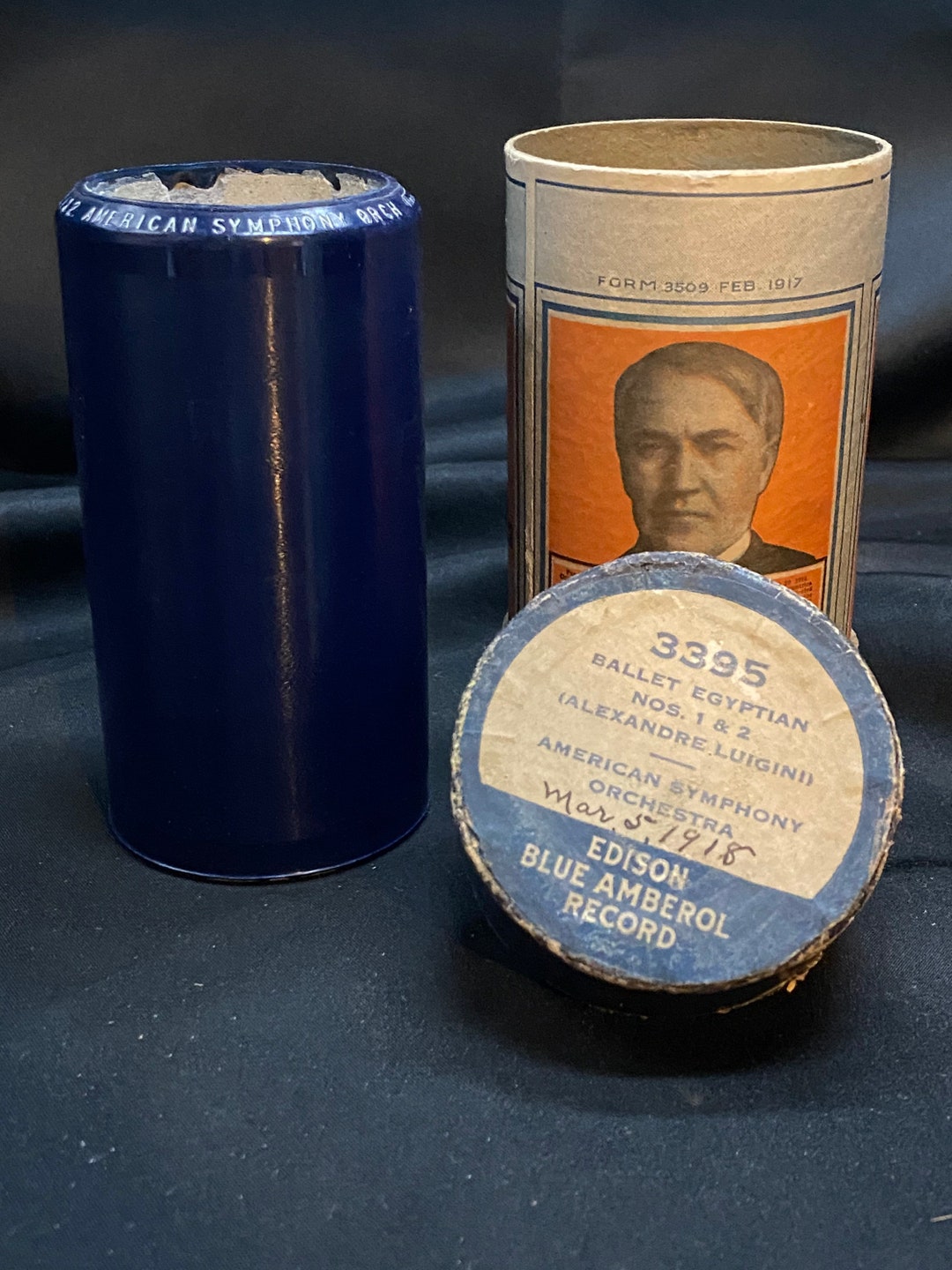 Antique Edison Blue Amberol Record American Symphony Orchestra Overture ...