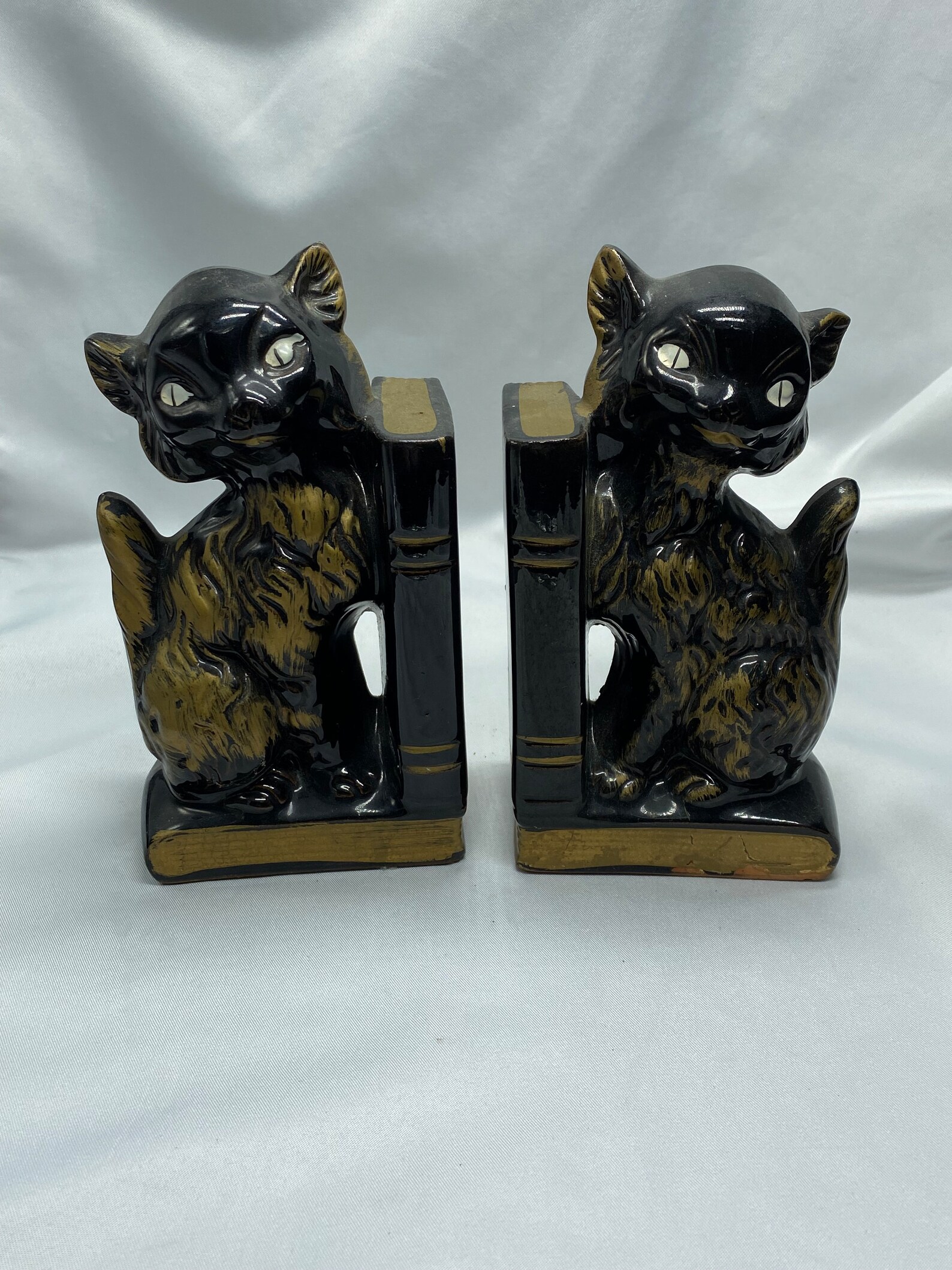 Vintage Black Cat Bookends With Pen Holder 1950s - Etsy