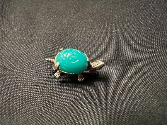 Small Vintage Egyptian Revival Green Scarab Turtle Pi… - Gem