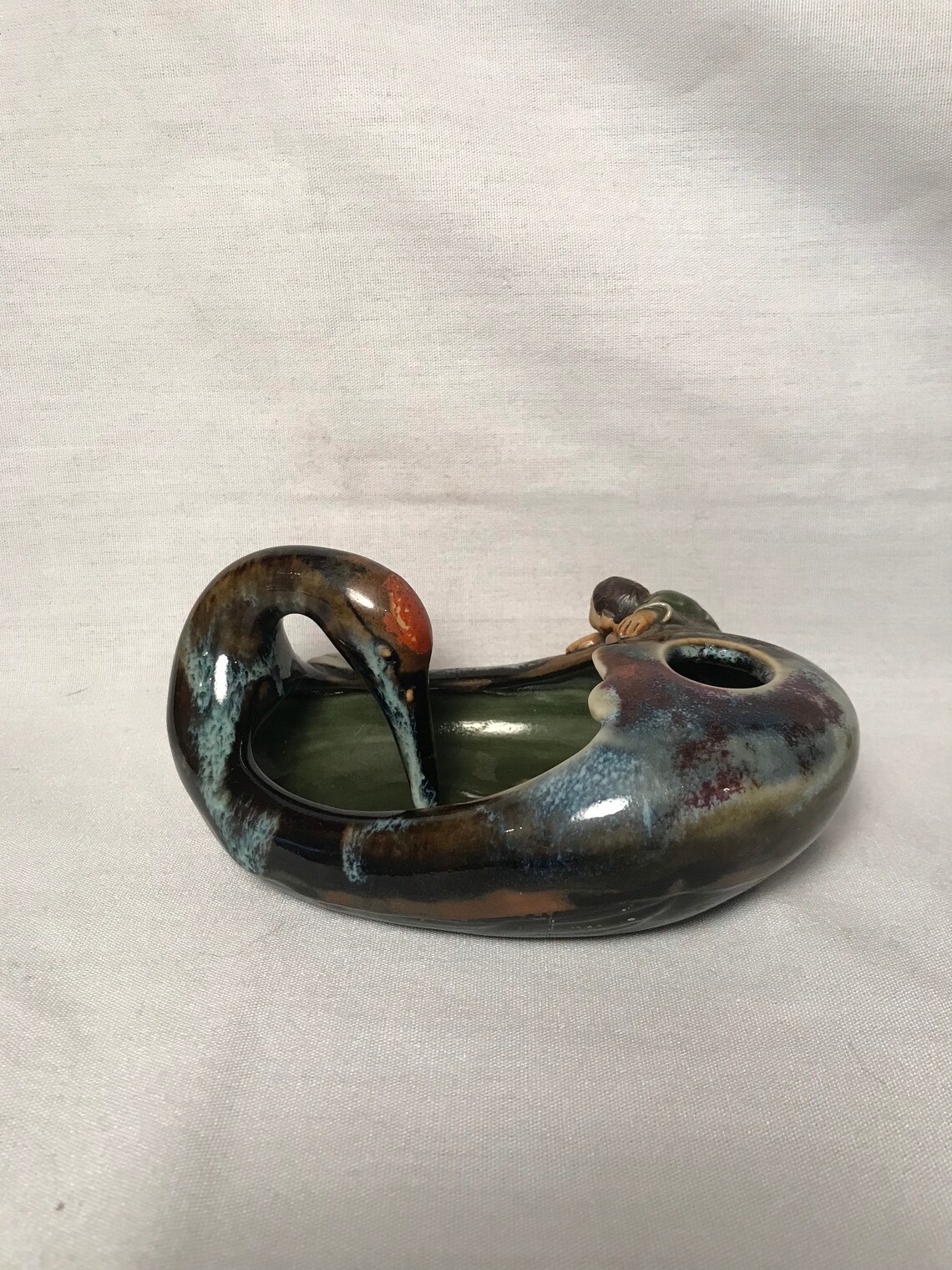 Antique Japanese Swan Form Glazed Pottery Ink Wash Sumida Gawa - Etsy