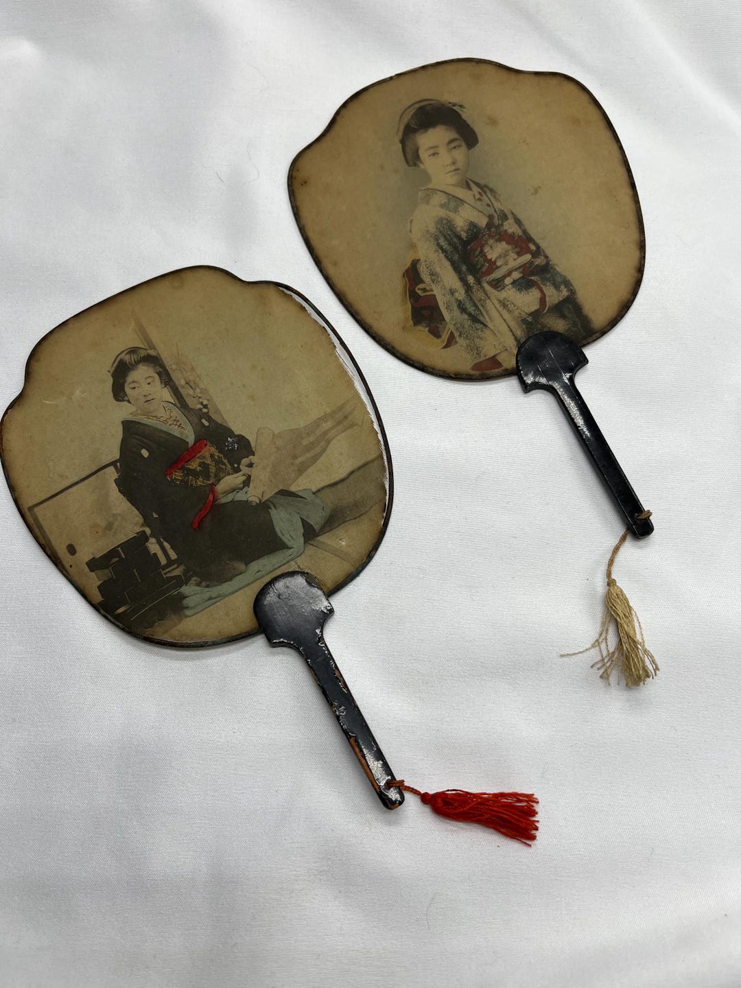 Antique Japanese Fixed Fans With Photographic Images of Women 1890-1910 ...