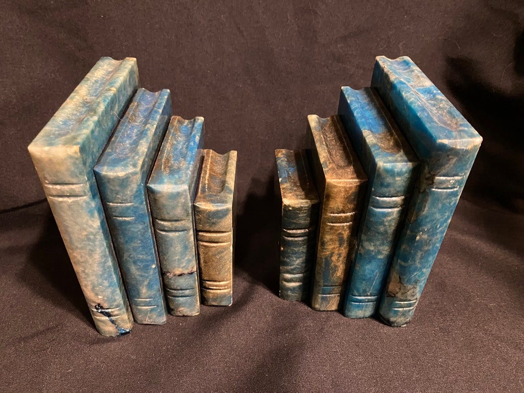 Vintage Art Deco Style Colored Marble Stacked Book Bookends - Etsy