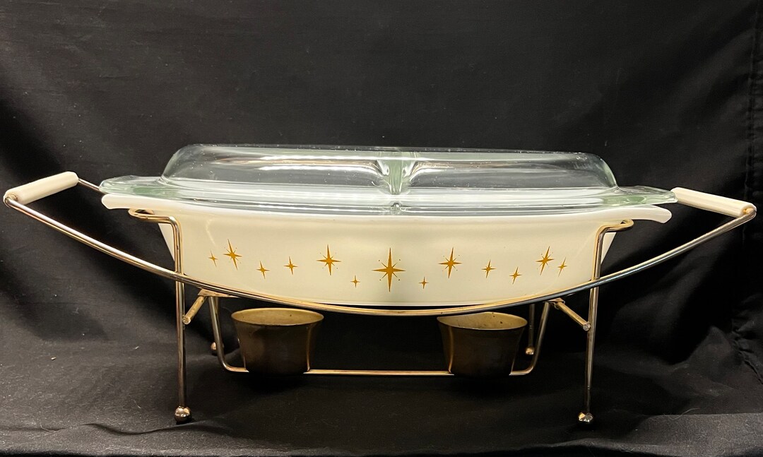 Vintage Pyrex Constellation Atomic Starburst Divided Dish Lid and ...