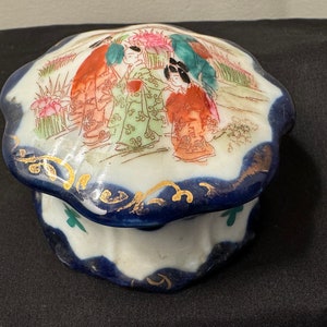 Vintage Oriental Geisha Girls Hand Painted Trinket Box - Etsy