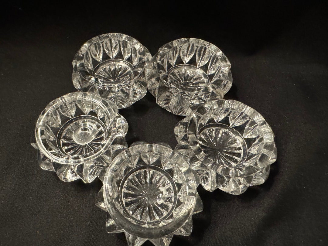 5 Vintage Round Cut Glass Salt Cellars - Etsy