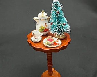 1/12 Reutter Dollhouse Miniature Wood Table With Santa Design Tea for ...