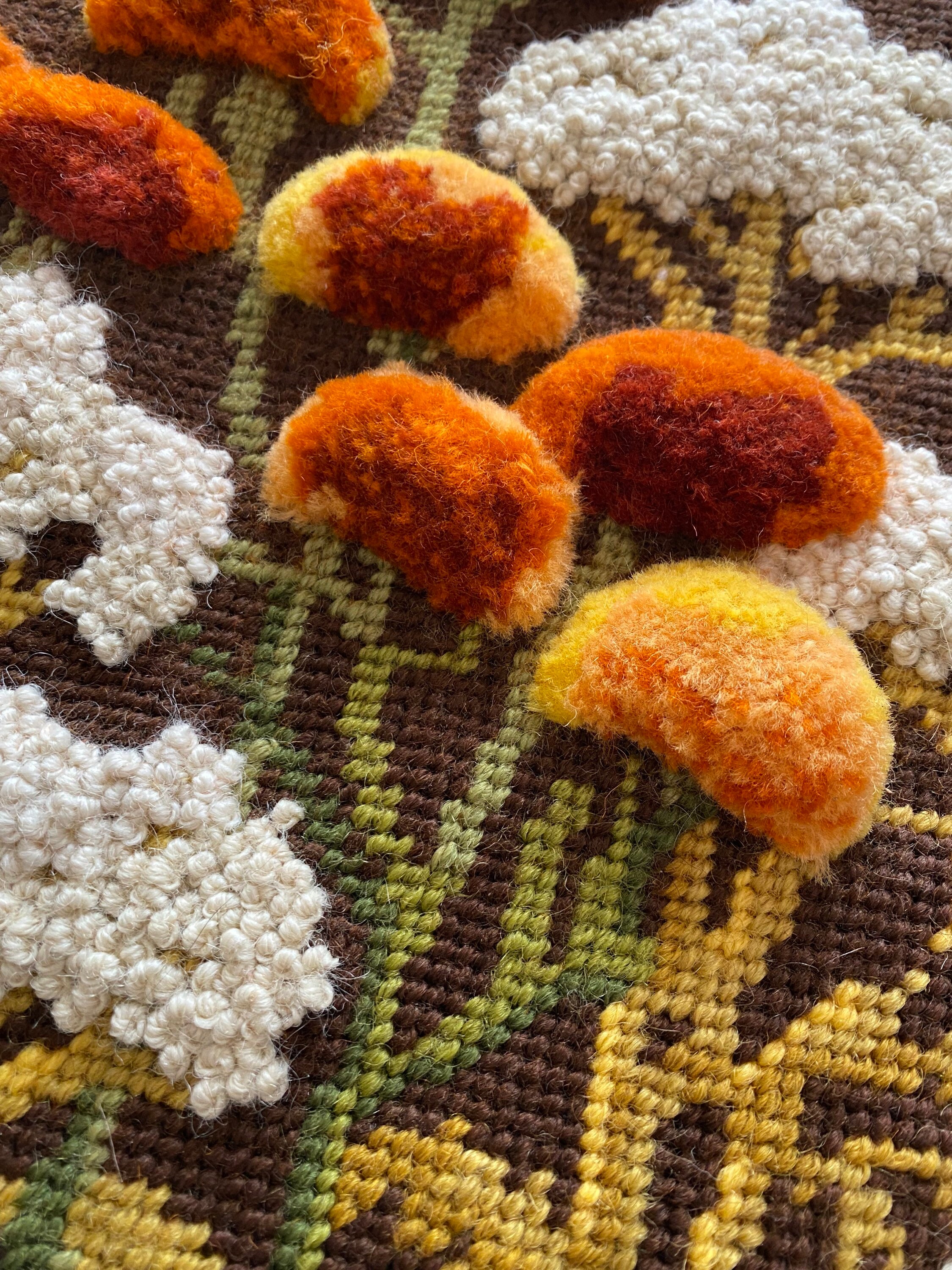 Mid Century Modern Sunset Needlepoint Brown Thistles and - Etsy