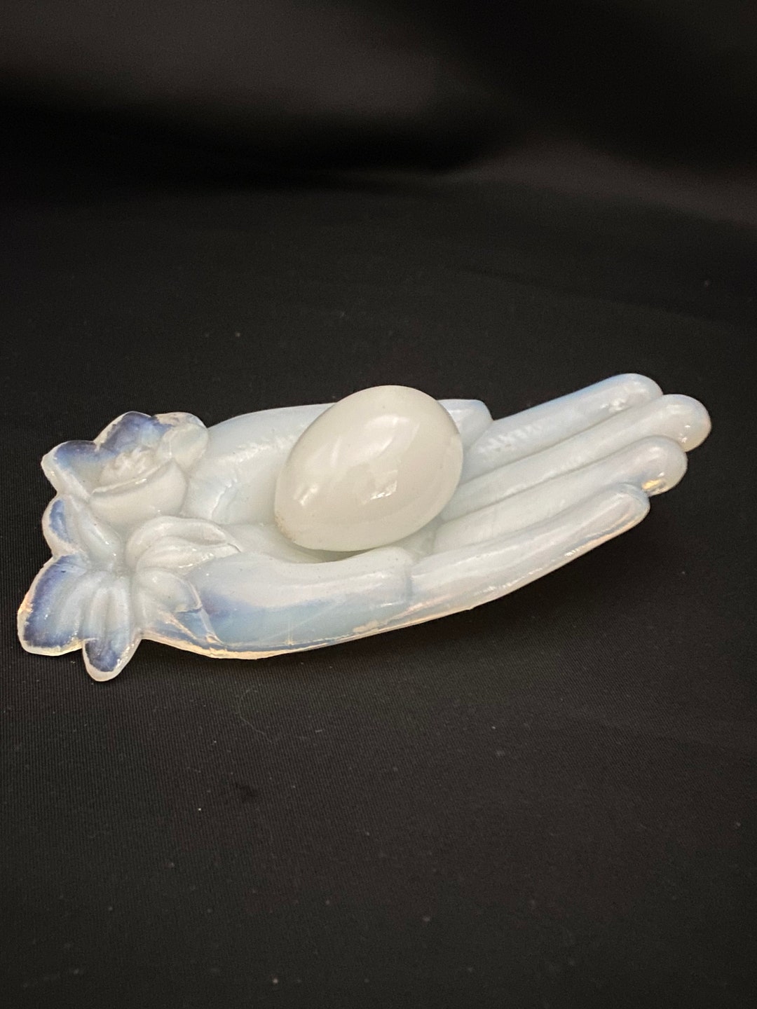 Vintage Iridescent Milk Glass Hand With Egg - Etsy