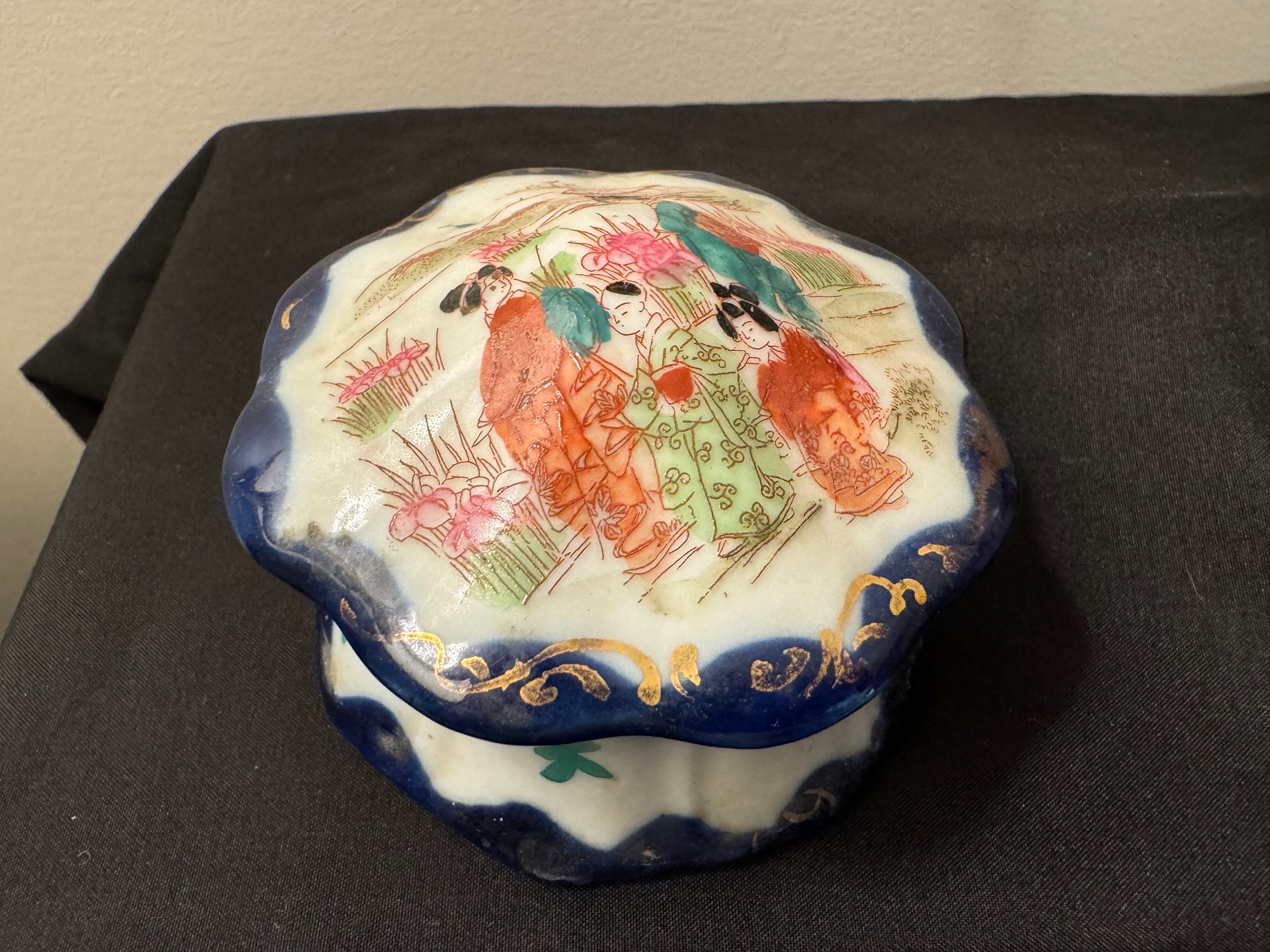Vintage Oriental Geisha Girls Hand Painted Trinket Box - Etsy