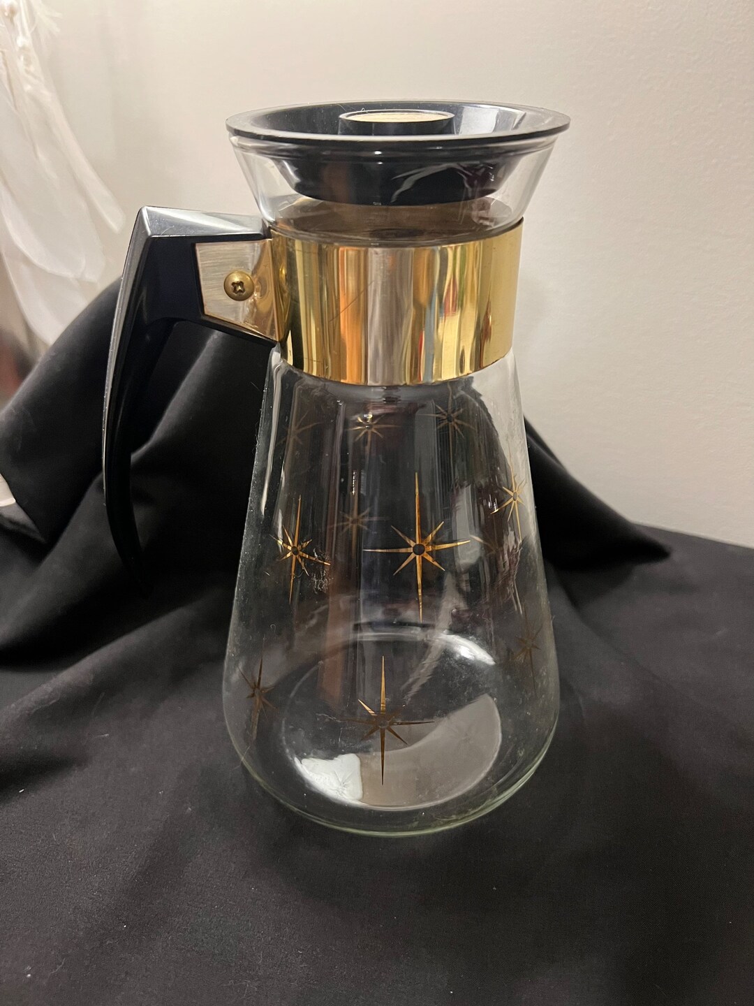 Pyrex Mid Century Gold Sunburst Glass Carafe - Etsy