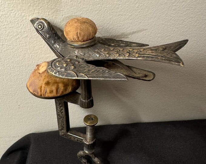 Antique Victorian Sewing Bird Clamp Tool Pin Cushion Embossed - Etsy