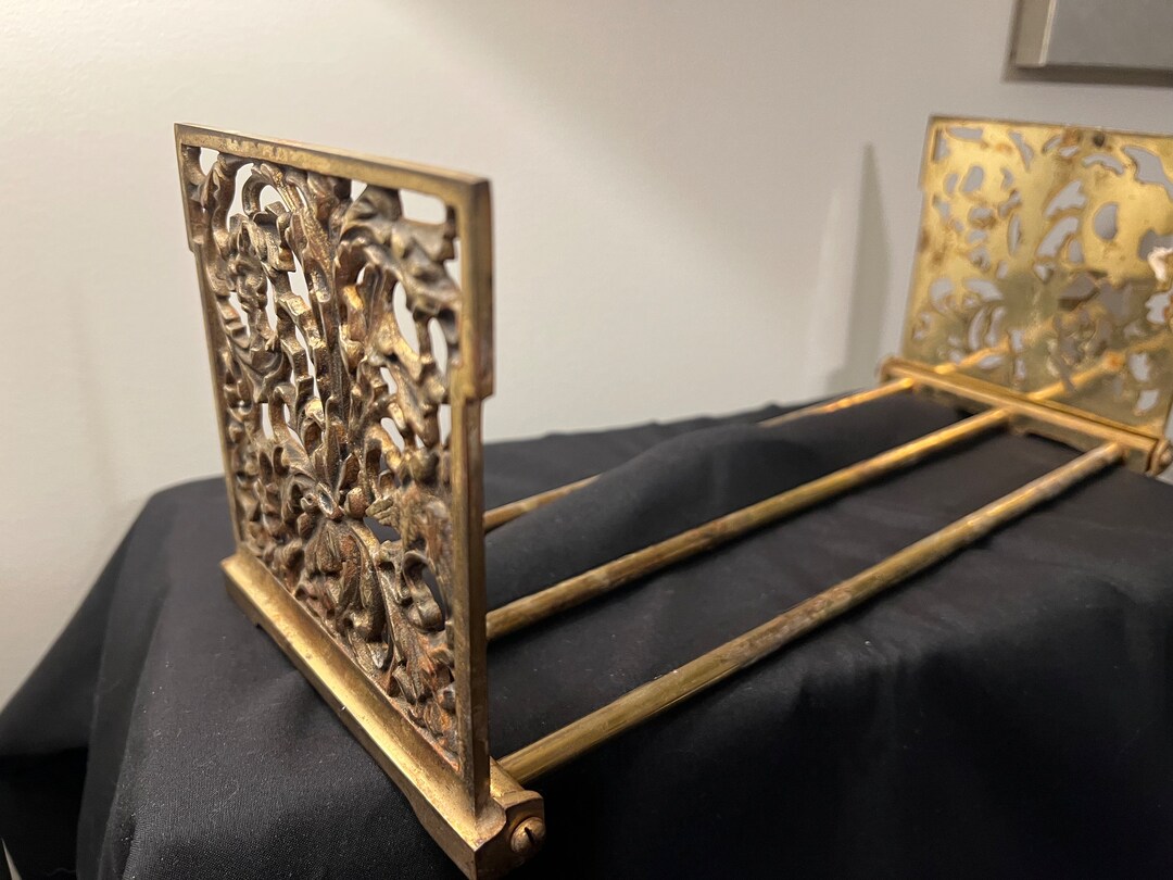 Victorian Antique Brass Adjustable Folding Desktop Book Holder - Etsy
