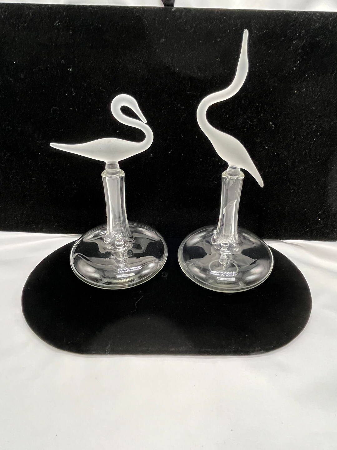 Artisan Vintage Blown Glass, Perfume Bottles With Elegant Swan ...