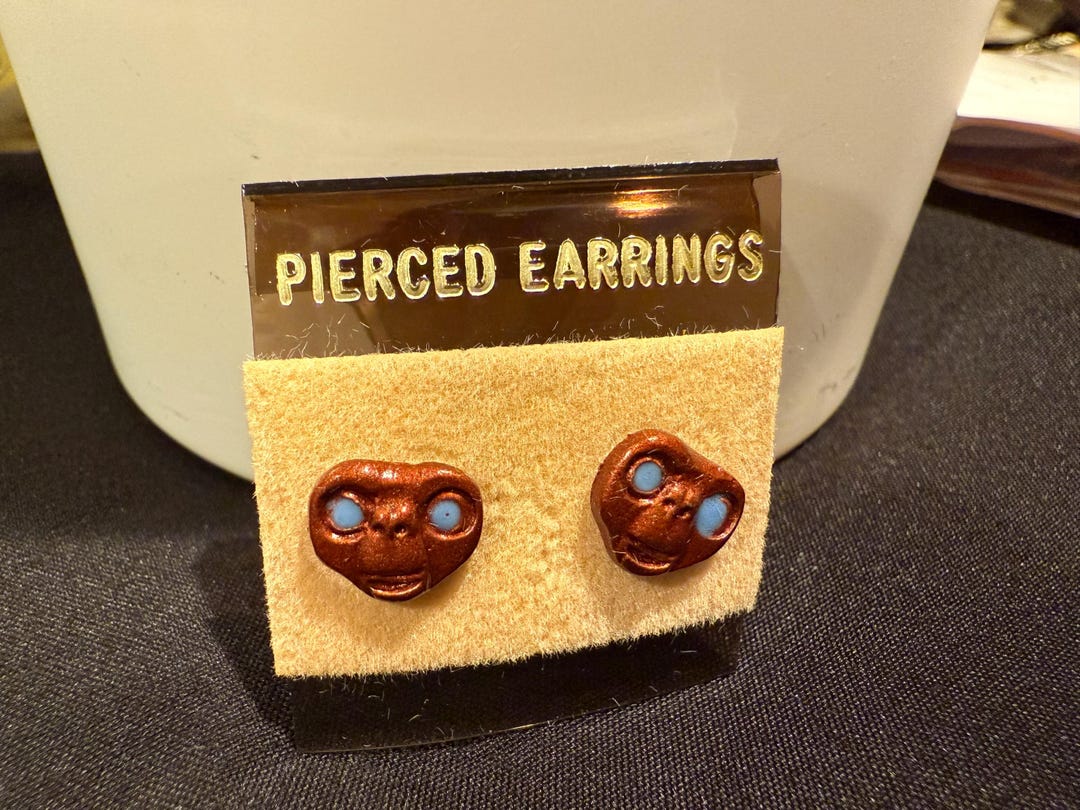 Vintage 1980s ET Extra Terrestrial Alien Pierced Ear Earrings New Old ...