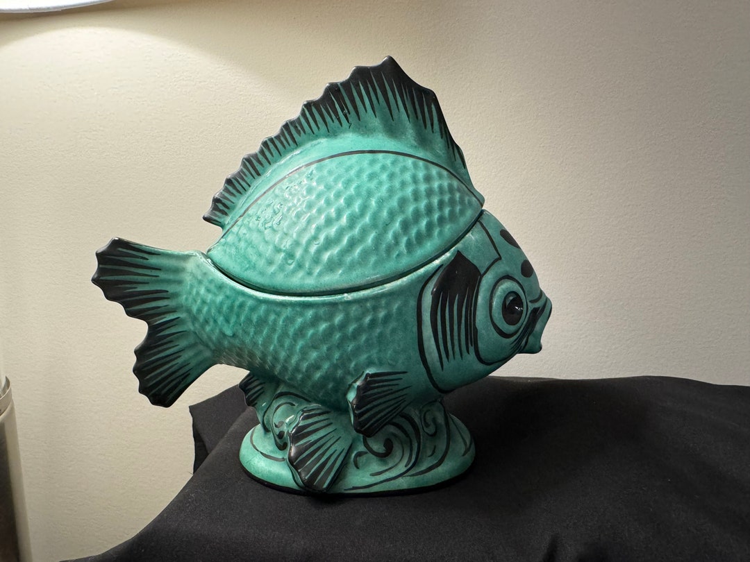 Aladin France Art Deco Fish Covered Box - Etsy
