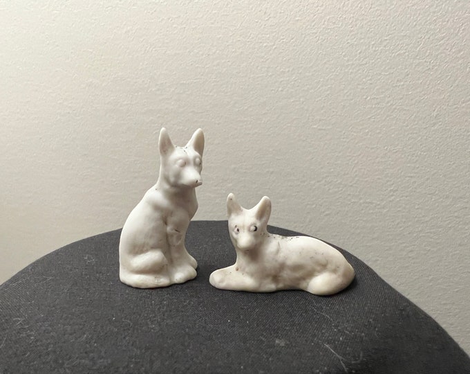 Two Miniature Antique German Shepherd Dog Bisque Figurines - Etsy