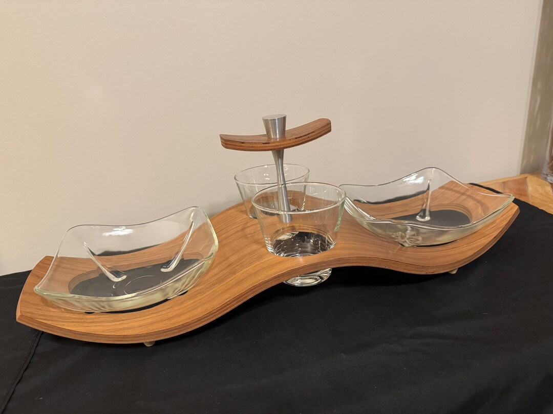 Mid Century Rhythm in Wood Walnut Condiment Caddy, Don Parker Bentwood ...