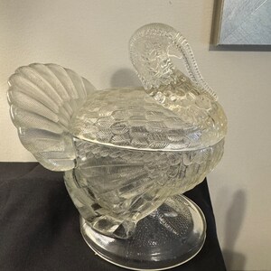 Vintage Clear Pressed Glass Turkey Covered Dish - Etsy