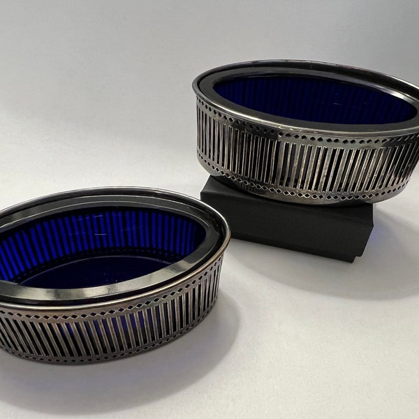 Silver and Cobalt Blue Salt Cellars - Etsy