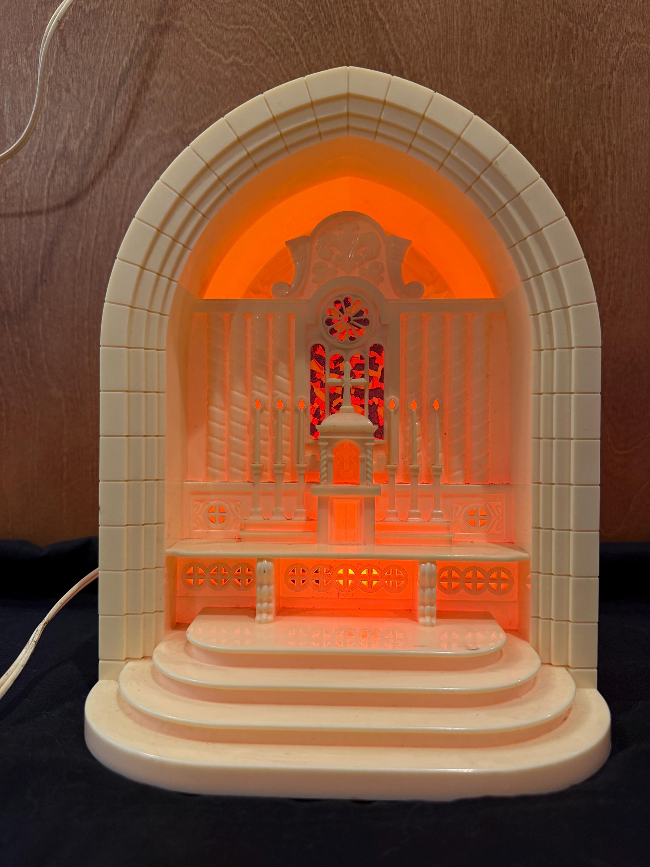 Vintage MCM Raylite Religious Church Altar Light up 1950s Wind up Music ...
