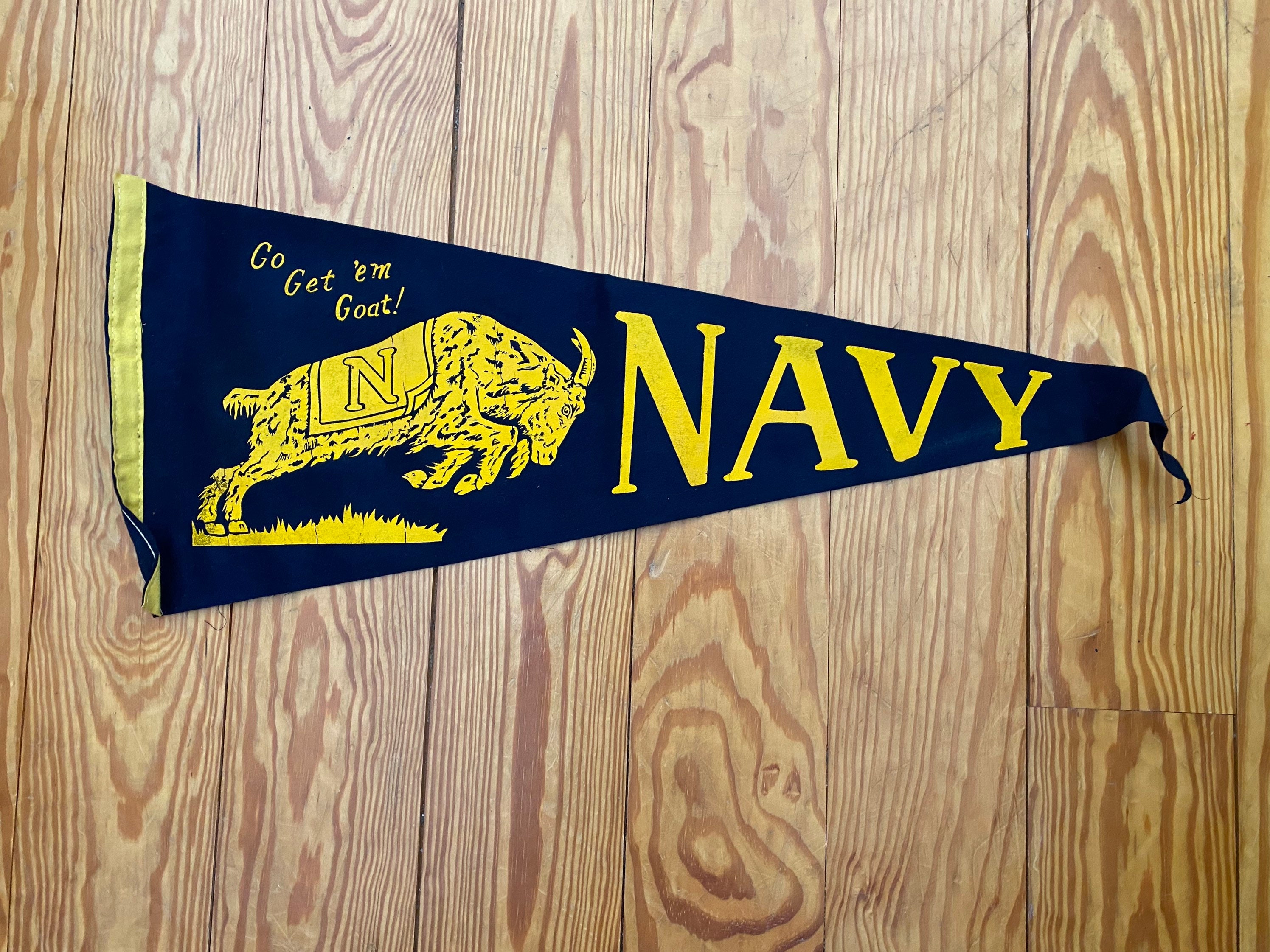 Collectibles Large Vintage Navy Go Get 'em Goat Souvenir Felt Pennant ...
