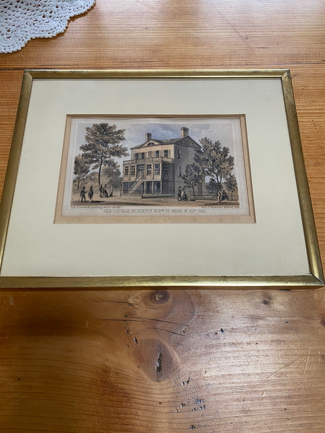 Hand Colored Lithograph Print, Old Cottage Residence in 16th St. Near ...
