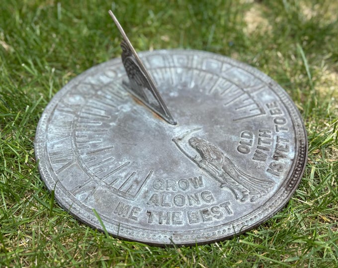 Antique Sundial Outdoor Brass Bronze Sundial Art Deco Father Time Large ...