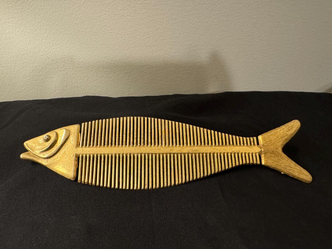 Vintage Brass Gold Tone Fish Skeleton Fish Bone Comb - Etsy