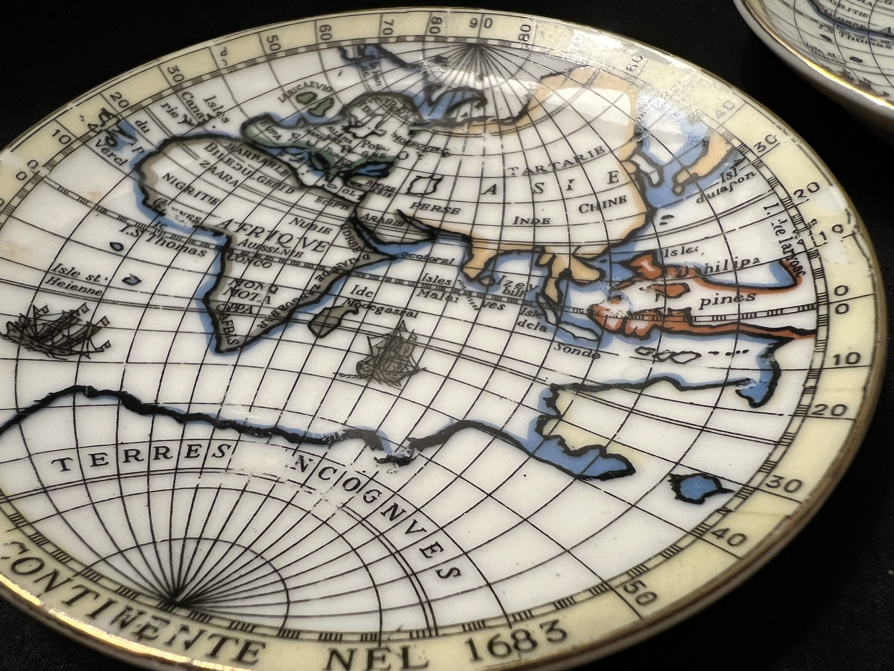 Set of 4 Small Antique World Map Plates | Etsy