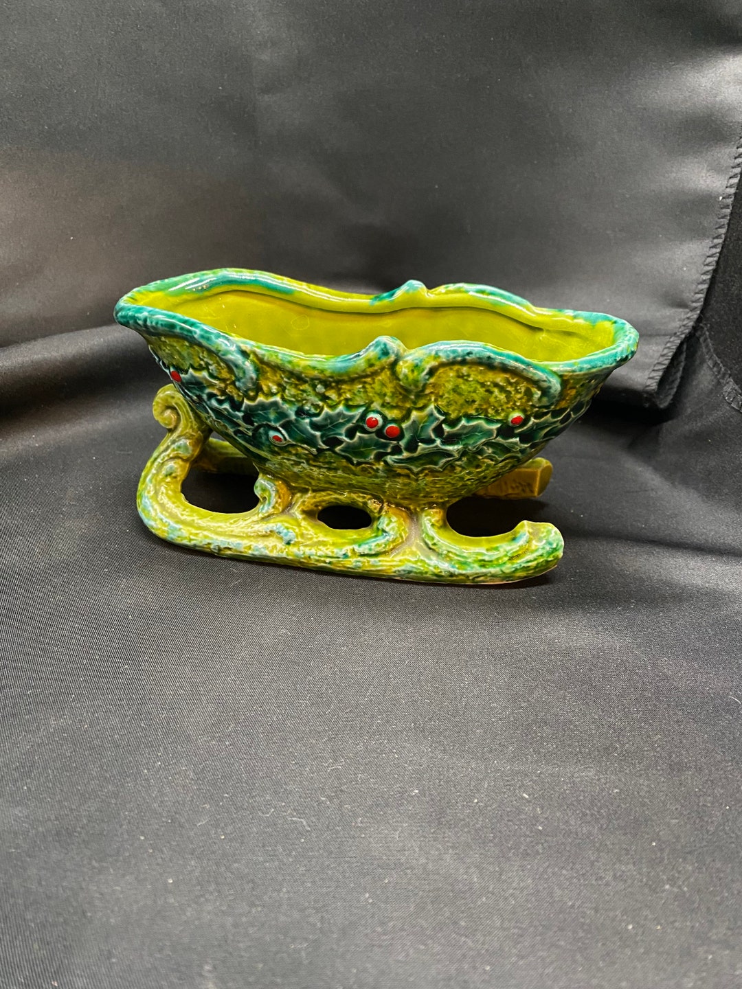 Vintage Napco Porcelain Christmas Candy Sled Dish . - Etsy