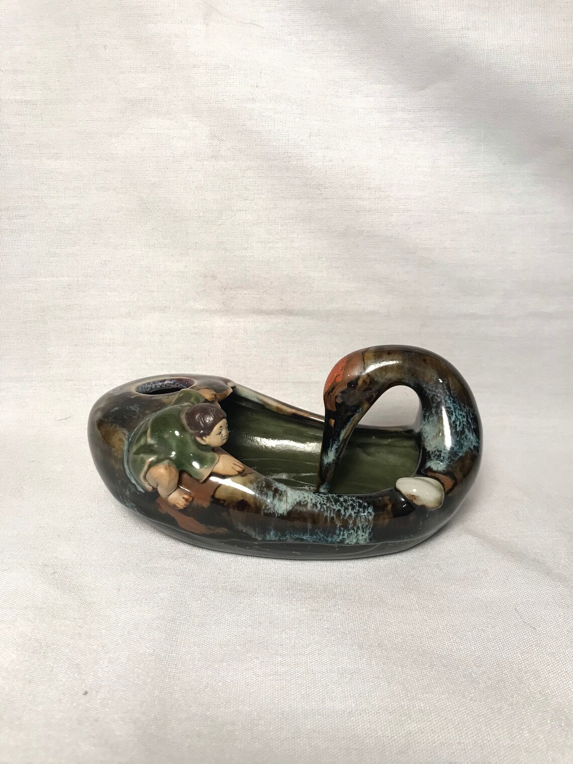 Antique Japanese Swan Form Glazed Pottery Ink Wash Sumida Gawa - Etsy