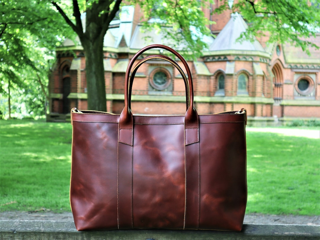 Large Leather Tote Bag With Crossbody Strap, Oversize Leather Tote for ...