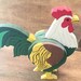 Wood Hand Painted Rooster Decor, Primitive Rooster Figurine ...
