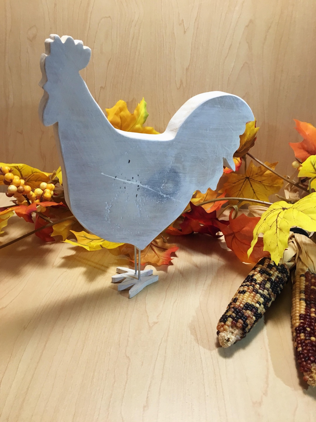 Rustic White Rooster - White Farmhouse Decor - Whitewash Rooster ...