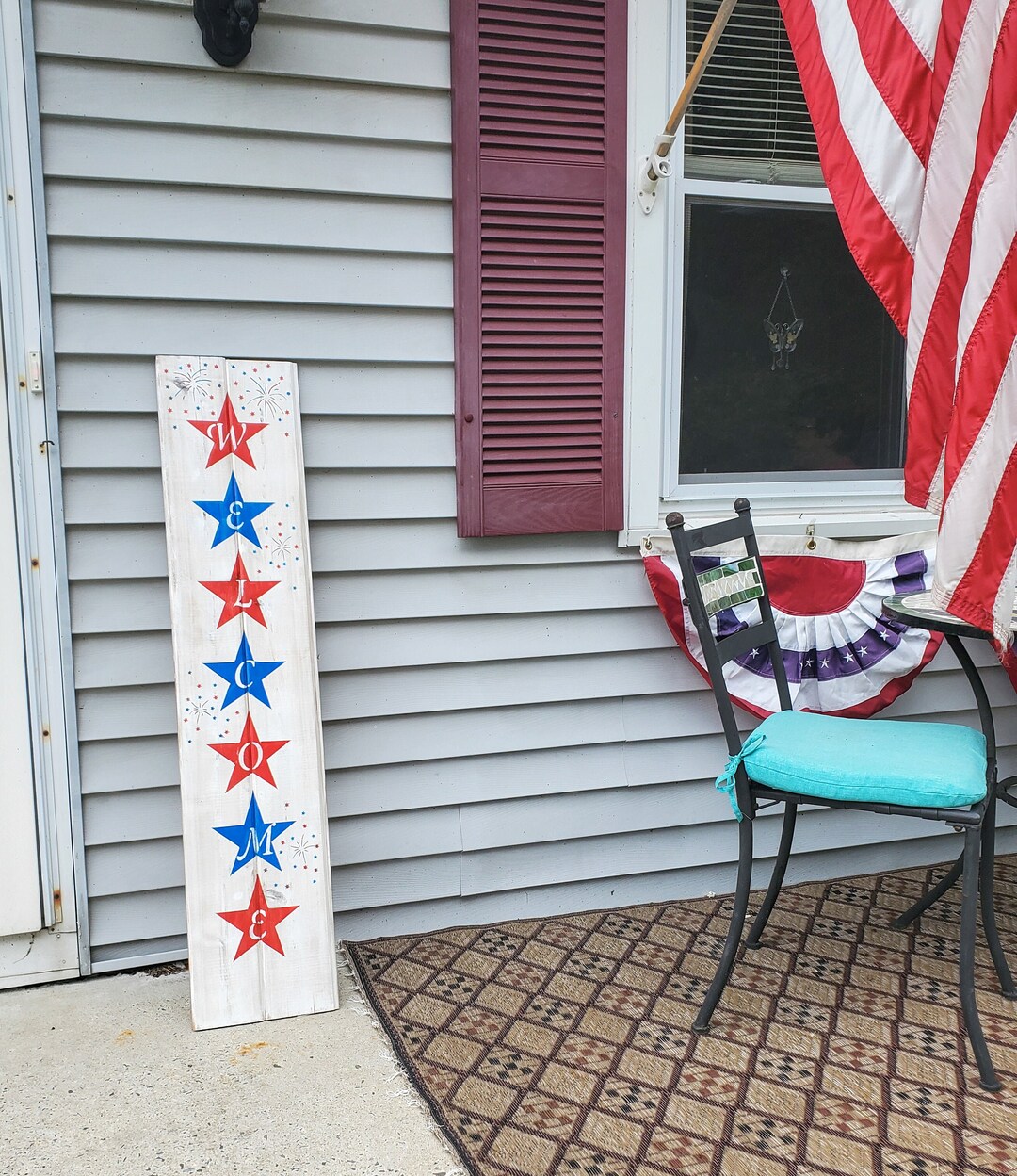 Patriotic Porch Welcome Sign Red White and Blue Porch Sign - Etsy