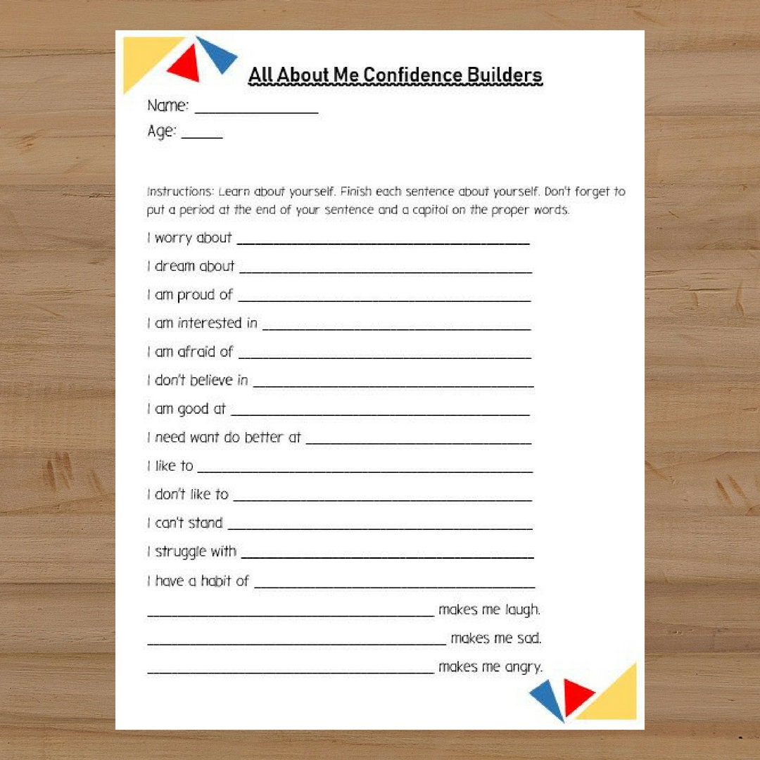 All About Me Worksheet - Confidence Builder Worksheet - New School Year ...