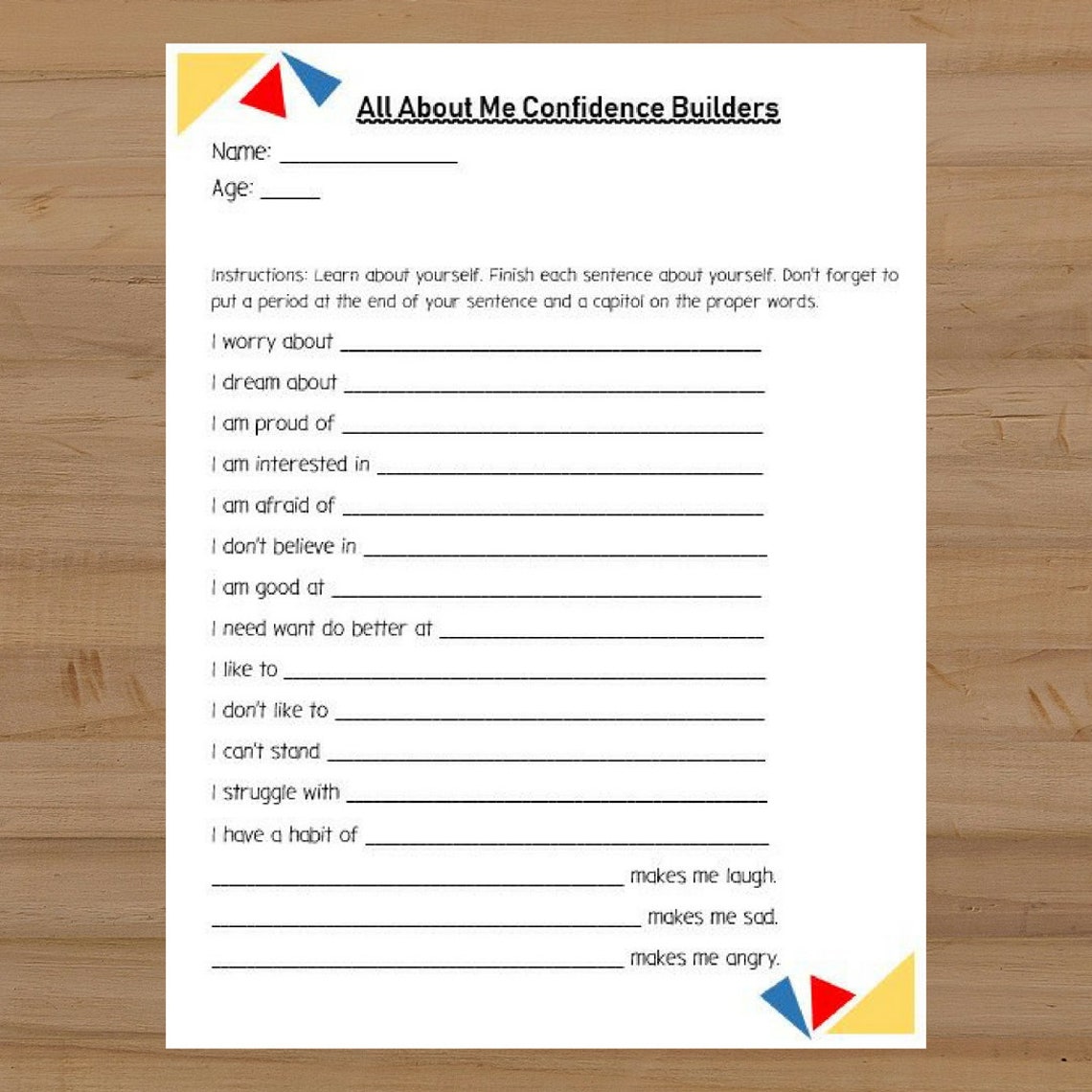 All About Me Worksheet - Confidence Builder Worksheet - New School Year ...
