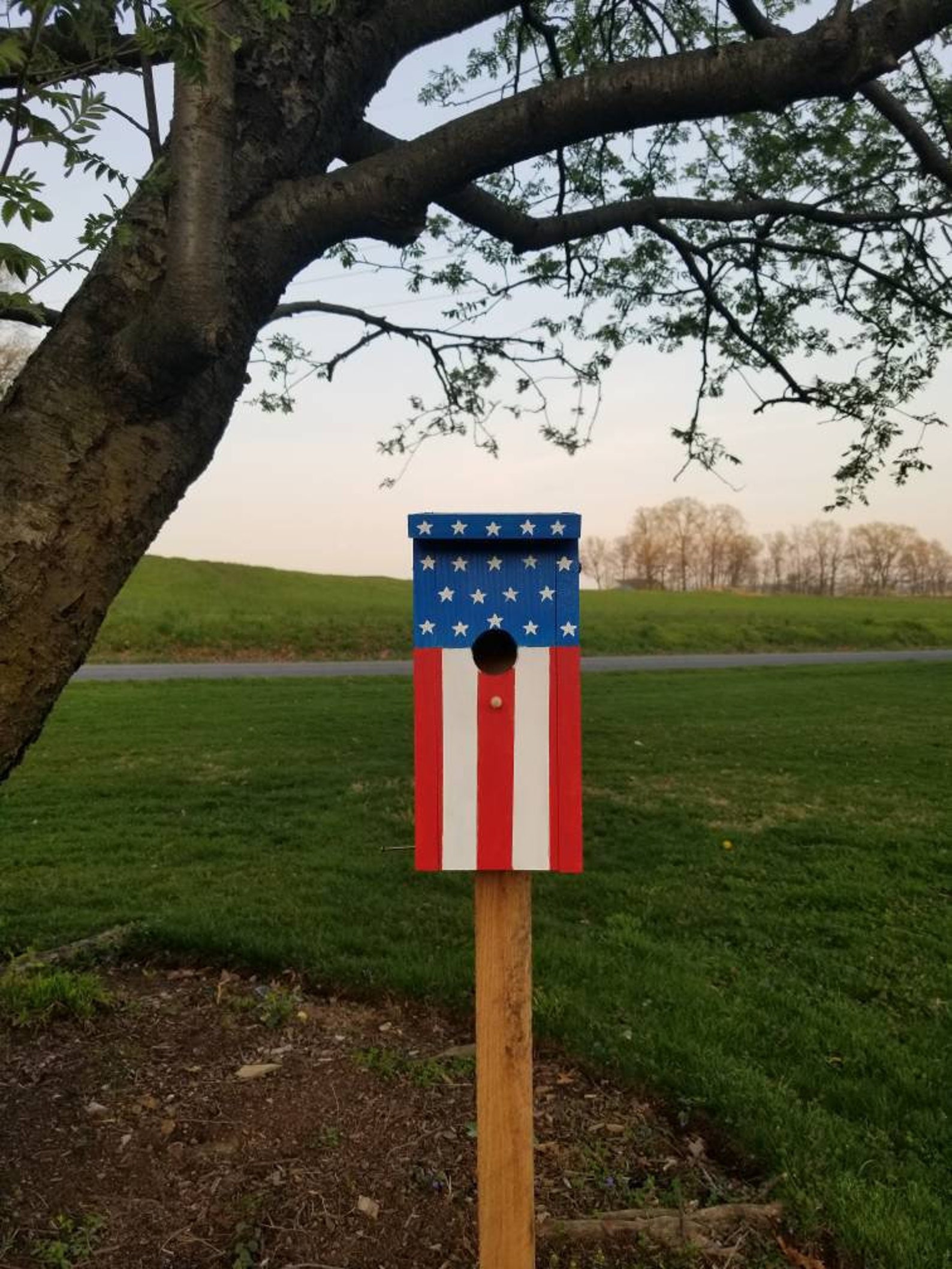 American Flag Wooden Bluebird House, Patriotic Birdhouse, American Flag ...