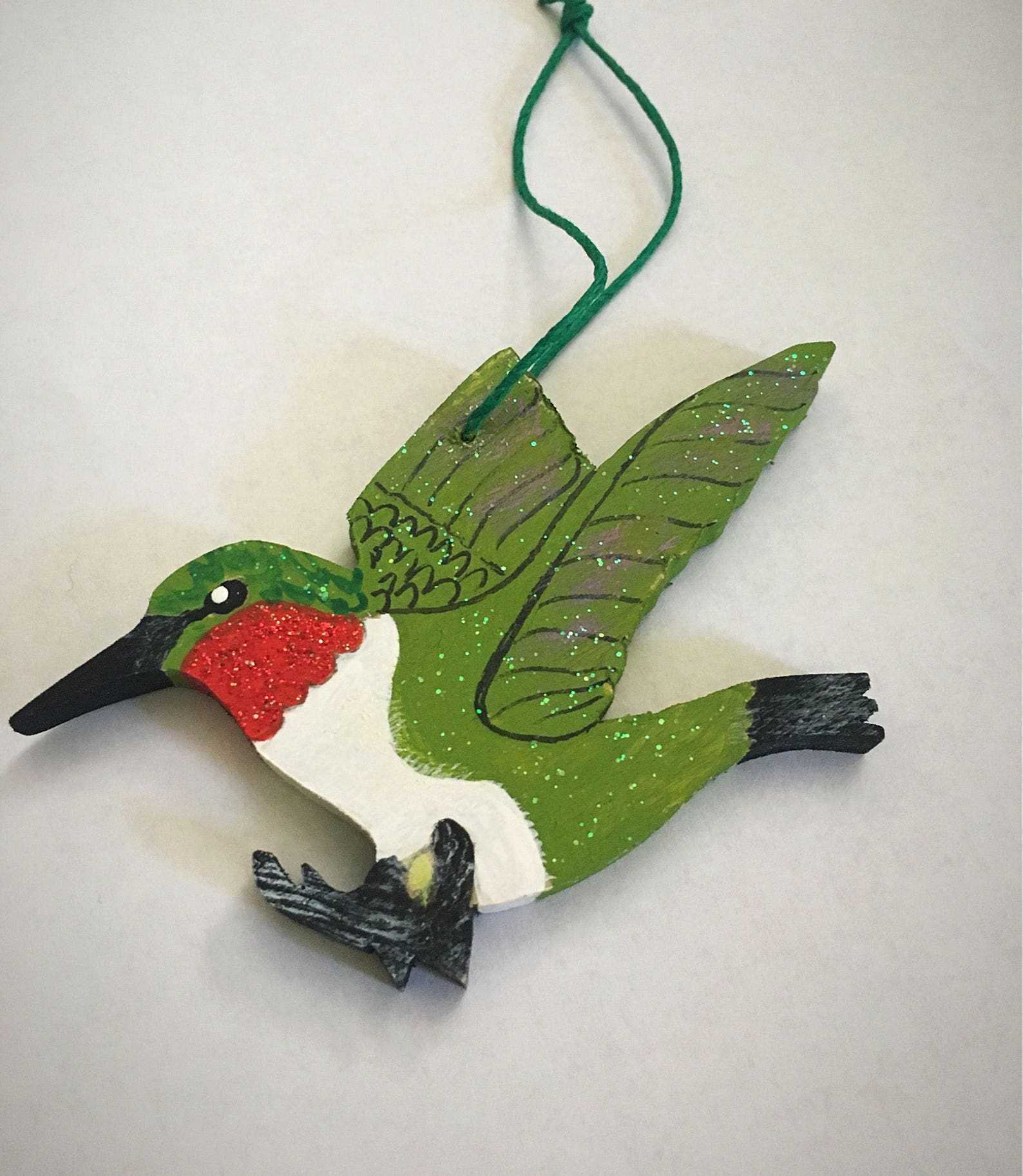 Hummingbird Ornament Wooden Hummingbird Ornament Glittery - Etsy