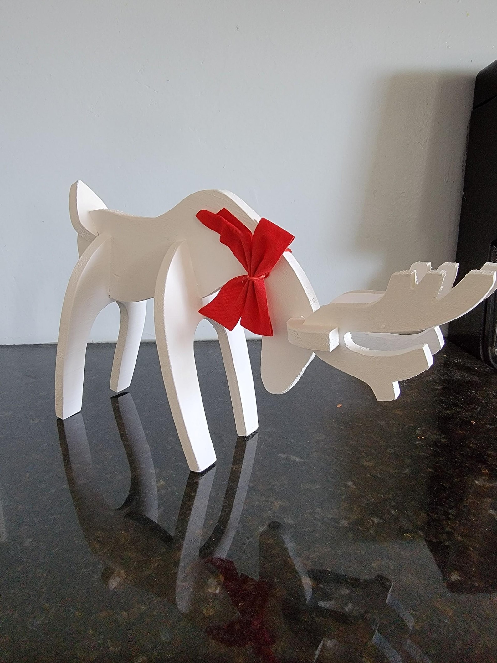Wooden White Reindeer, White Wood Reindeer, Reindeer Mantle Decor ...