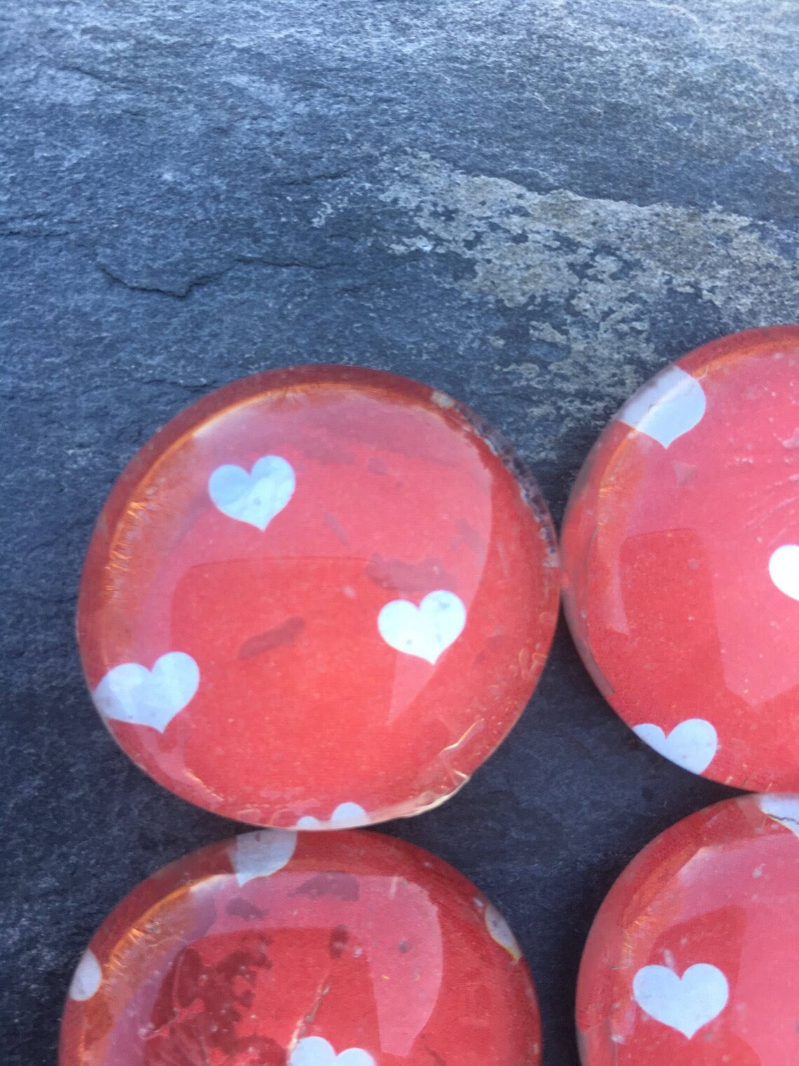 Heart Magnets, Red and White Heart Decor, Heart Kitchen Magnets, Heart ...