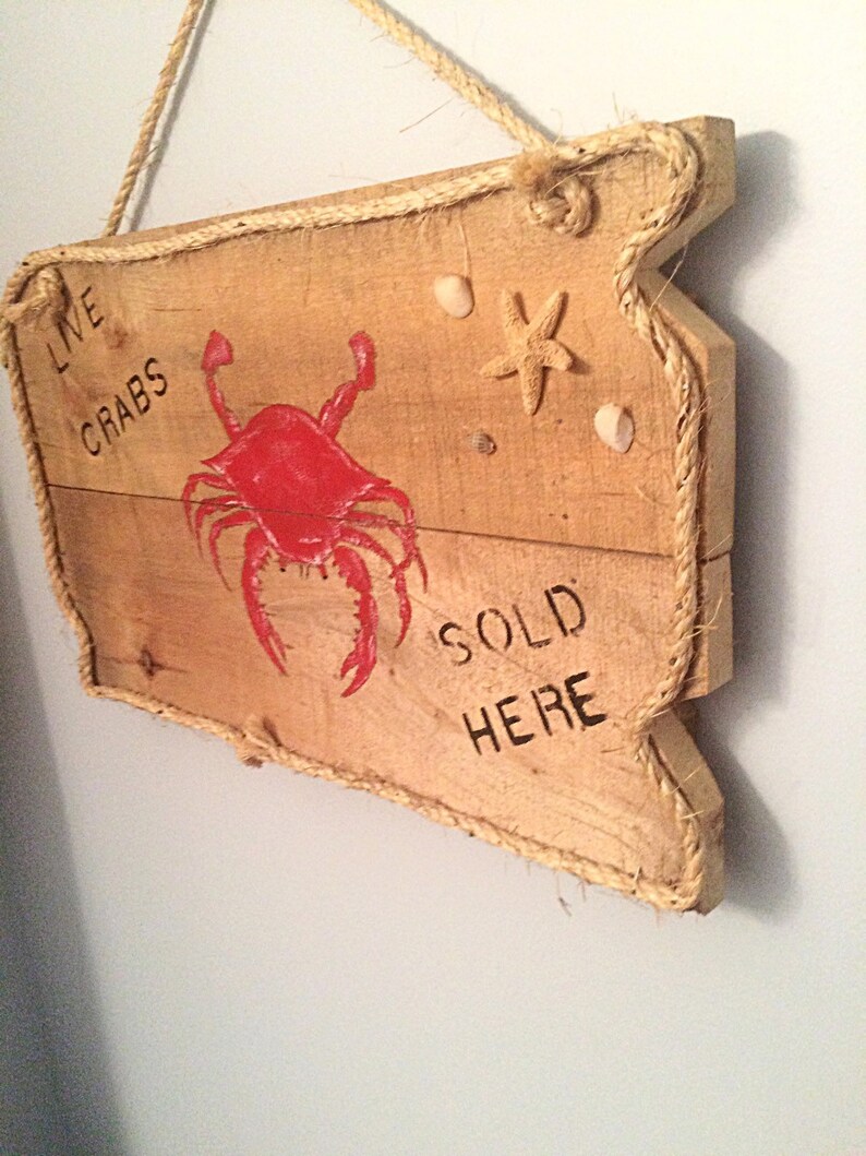 Crab Sign Beach Wall Decor Coastal Wall Decor Seashore - Etsy