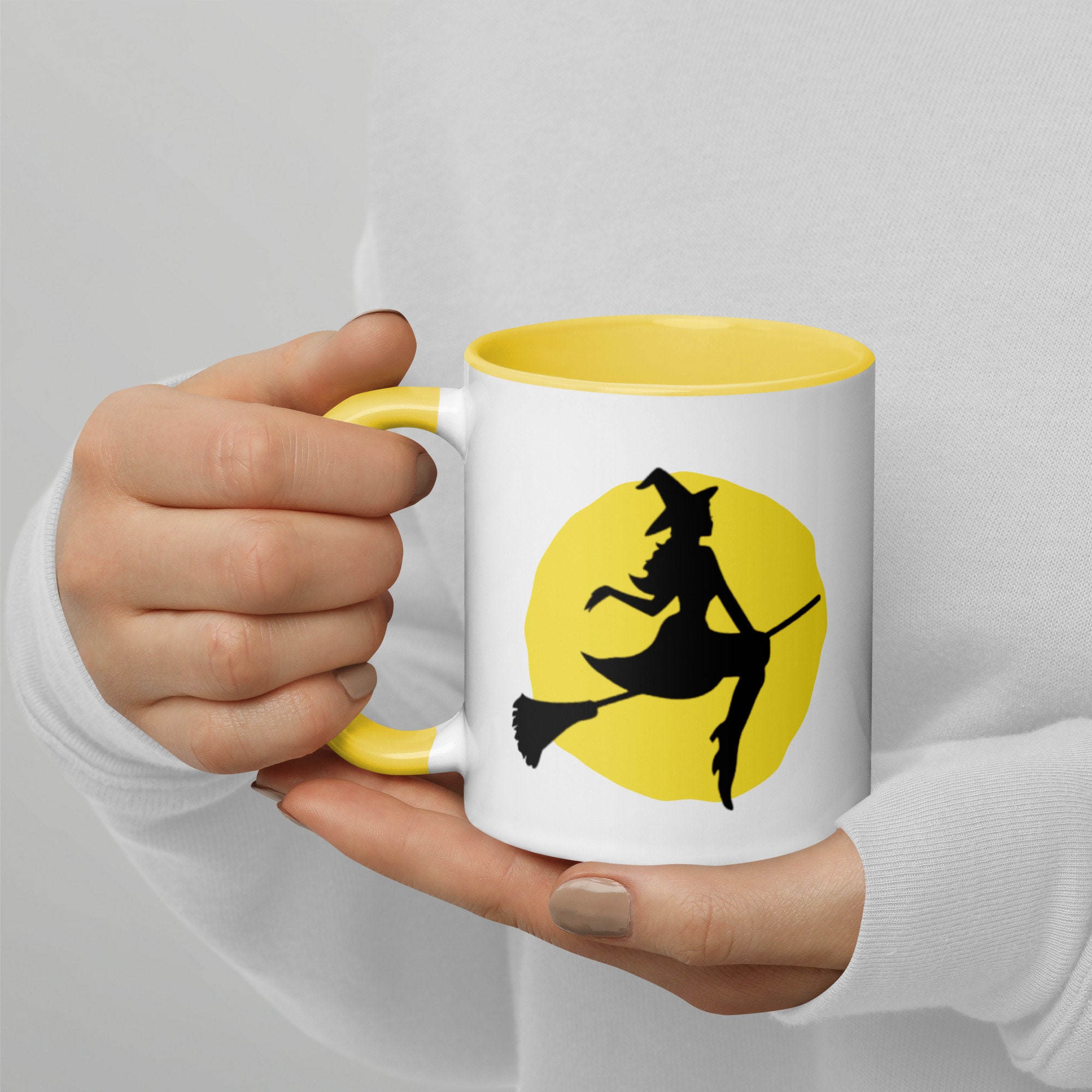 Witch Mug Witch on Broom Mug Halloween Witch Mug Flying - Etsy