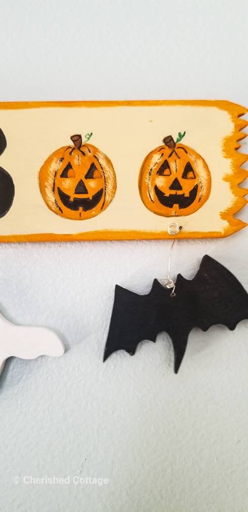 Halloween Boo Sign Halloween Ghost and Bat Sign Small - Etsy